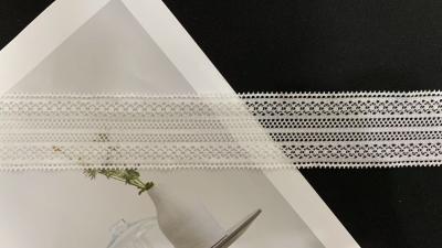 China 5cm White Symmetric Hollow-out Nylon Lace Trim with Delicate Scalloped Edge Eco-friendly Elastic Fabric for Garment Sewing for sale