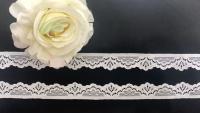 China 2.2cm Classic White Hollow-out Lace Trim with Diamond Pattern and Scalloped Border for Wedding and Children's Clothing for sale
