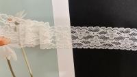 China 3.5cm White Four-leaf Floral Hollow Lace Trim with Tiny Scalloped Edges Soft Nylon Fabric for Women's Dresses for sale