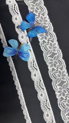China 3CM French Romantic Hollow Floral Stretch Lace Trim Stretchy Spandex Border for Wedding Dresses, Bra Lingerie & Household Fabric Decoration DIY for sale