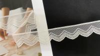 China 3.6cm Elastic Scalloped Wave Nylon Mesh Lace Trim Soft Embroidery Fabric Bulk Supply for Wedding Dress Garment Decoration for sale
