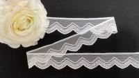 China 3.6cm Elastic Scalloped Wave Nylon Mesh Lace Trim Soft Embroidery Fabric Bulk Supply for Wedding Dress Garment Decoration for sale