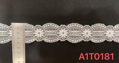 China 4cm Classic Floral Oval Stretch Lace Trim, Breathable Nylon Lace for Garment Edging & Nightwear Decoration for sale
