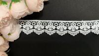 China 3.5cm White Milk Silk Floral Lace Trim, Soft Skin-Friendly Scalloped Edge Elastic Lace, Premium Drapable Floral Ribbon for Garment Dress, Intimate Apparel, Home Textile, Shoes and Bags DIY Sewing Deco for sale
