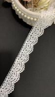 China 4cm Water Soluble Milk Silk Floral Lace Trim with Double Scalloped Edge for Dress and Lingerie for sale