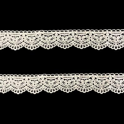 China 4cm Water Soluble Milk Silk Floral Lace Trim with Double Scalloped Edge for Dress and Lingerie for sale