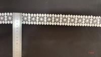 China 3.5cm Width Milk Silk Lace Trim with Scalloped Edge and 3D Floral Pattern for Apparel Decoration for sale
