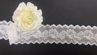 China 7cm Soft Elastic Hollow Floral Nylon Lace Trim with Double Scalloped Edge for Lingerie & Women's Dresses for sale