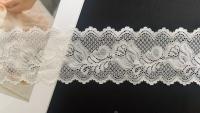 China 7cm Soft Elastic Hollow Floral Nylon Lace Trim with Double Scalloped Edge for Lingerie & Women's Dresses for sale