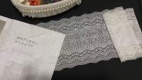 China Premium French Lace Luxury Fancy Vintage Wave Jacquard Stretch Lace Trim White Elastic Lace Tape Breathable Mesh Lace Border DIY for sale