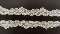 China 4cm Vintage Curly Floral Hollow Elastic Nylon Lace Trim Double Scalloped Edge Soft Breathable Fabric for Lingerie Nightgown Wedding Dress and Ladies Fashion Apparel Decoration for sale
