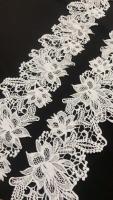 China 10cm Width Milk Silk Floral Lace Trim with Scalloped Edge and 3D Floral Pattern for Dress and Home Decor for sale