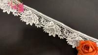 China 7cm Width Premium Milk Silk Floral Lace Trim with Scallop Edge and 3D Floral Pattern for Garments and DIY Crafts for sale