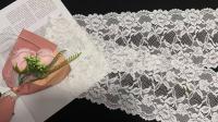 China A1Z015# White Floral Leaf Stretch Lace Edging, Wide Elastic Lace Trim for Underwear & Garment Decoration for sale