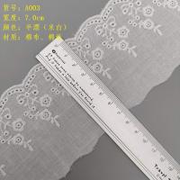 China Middle Eastern Style Cotton Lace Trim with Scalloped Edge and 3.8 Inches Width for Garment Decoration for sale