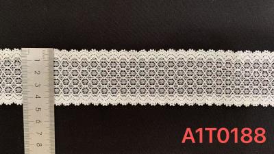 China 5.5cm Grid Hollow Elastic Nylon Lace Trim with Uniform Mesh Pattern for Soft Breathable Lingerie and Dress Decoration for sale
