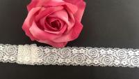 China 4cm Rose Floral Elastic Nylon Lace Trim with Tiny Picot Edge for Lingerie and Dress Decoration for sale