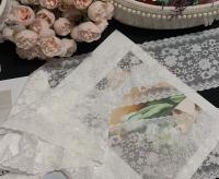 China A1Z016 12cm Wide French Lace Floral Stretch Elastic Trim Wave Border for Pajamas and Bags for sale