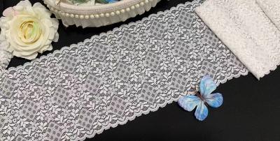 China A1Z017# Elastic Nylon Spandex Lace Trim 18cm Wide Diamond Floral Stretch Lece for Lingerie Dress Underwear for sale