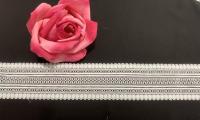 China 6.5cm Double Side Grid Hollow Elastic Nylon Lace Trim Soft Thin Fabric for Lingerie and Dress Decoration for sale