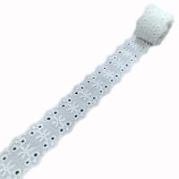 China 3.8 Inches Wide Cotton Lace Trim with Scalloped Edge and Floral Pattern for Dress Garment DIY for sale