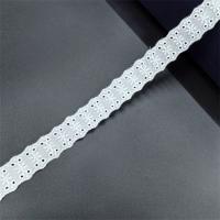 China 3.8 Inches Wide Cotton Lace Trim with Scalloped Edge and Floral Pattern for Dress Garment DIY for sale