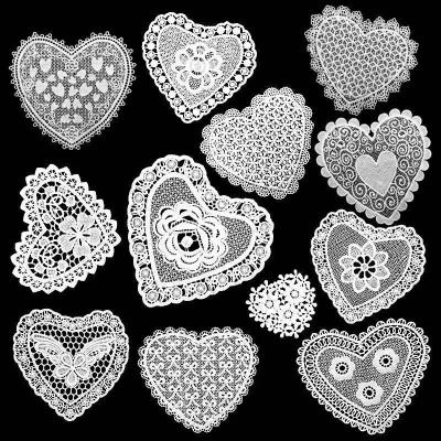 China Exquisite Mesh + Cotton/Polyester Embroidery Patches Water-Soluble Heart-Shaped and Pocket Embroidery for Children's Clothing for sale