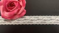 China 4cm White Vine Floral Elastic Nylon Lace Trim with Tooth Hollow Mesh for Lingerie and Wedding Dresses for sale
