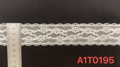 China 4cm White Vine Floral Elastic Nylon Lace Trim with Tooth Hollow Mesh for Lingerie and Wedding Dresses for sale
