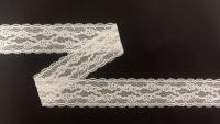 China 4cm White Vine Floral Elastic Nylon Lace Trim with Tooth Hollow Mesh for Lingerie and Wedding Dresses for sale