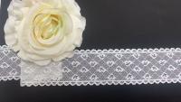 China 5cm White Double Scalloped Heart Diamond Elastic Lace Trim Hollow Mesh Fabric for Lingerie Dress Pajamas for sale