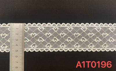 China 5cm White Double Scalloped Heart Diamond Elastic Lace Trim Hollow Mesh Fabric for Lingerie Dress Pajamas for sale