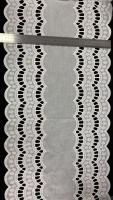 China 34cm Eyelet Cotton Embroidered Lace Trim  Bilateral Wave Edge Wide White Hollow Woven Flower Wedding Dress Trim for Clothing for sale