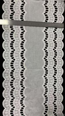 China 34cm Eyelet Cotton Embroidered Lace Trim  Bilateral Wave Edge Wide White Hollow Woven Flower Wedding Dress Trim for Clothing for sale