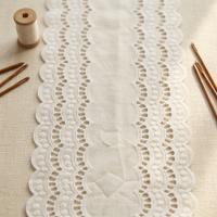 China 34cm Eyelet Cotton Embroidered Lace Trim  Bilateral Wave Edge Wide White Hollow Woven Flower Wedding Dress Trim for Clothing for sale
