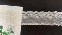 China 6.5cm Elastic Nylon Spandex Lace Trim with Single Scalloped Edge and Soft Mesh Base for T-shirt and Ladies Apparel for sale