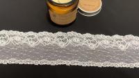 China 6.5cm Elastic Nylon Spandex Lace Trim with Single Scalloped Edge and Soft Mesh Base for T-shirt and Ladies Apparel for sale