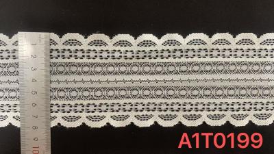 China 8cm Symmetrical Wavy Edge Stretch Lace Trim with Fine Geometric Mesh for Tee Dress and Loungewear for sale