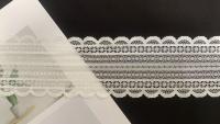 China 8cm Symmetrical Wavy Edge Stretch Lace Trim with Fine Geometric Mesh for Tee Dress and Loungewear for sale