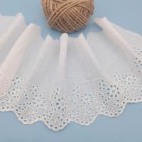 China White Cotton Cutwork Lace Trim with Scalloped Edge and Floral Pattern for Clothing Sewing Accessories for sale