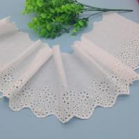 China White Cotton Cutwork Lace Trim with Scalloped Edge and Floral Pattern for Clothing Sewing Accessories for sale