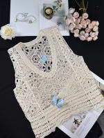 China Bohemian lace knit vest retro hollow knit V-neck sleeveless camisole tank top for sale