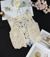 China Bohemian lace knit vest retro hollow knit V-neck sleeveless camisole tank top for sale
