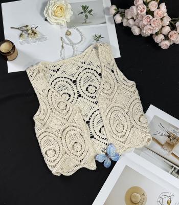 China Bohemian lace knit vest retro hollow knit V-neck sleeveless camisole tank top for sale