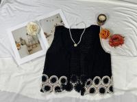 China Bohemian lace knit vest retro hollow knit V-neck sleeveless camisole tank top for sale