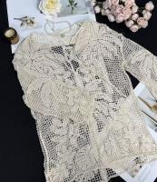 China Mid to Long Bohemian Knitted Jacket with Handmade Leaf Floral Crochet Hollow-Out Design and Lightweight Knitted Fabric in Retro Boho Style for sale