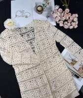 China Mid to Long Bohemian Knitted Jacket with Handmade Leaf Floral Crochet Hollow-Out Design and Lightweight Knitted Fabric in Retro Boho Style for sale