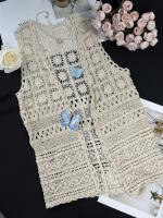 China Mid to Long Bohemian Knitted Jacket with Handmade Leaf Floral Crochet Hollow-Out Design and Lightweight Knitted Fabric in Retro Boho Style for sale