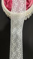 China 6.5cm Elastic Leaf Pattern Nylon Spandex Lace Trim with Scalloped Edge for Lingerie and Dress for sale