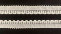 China 2.5cm Width Hollow Mesh Elastic Lace Trim with Double Scalloped Wavy Edge for Lingerie and Sleepwear for sale